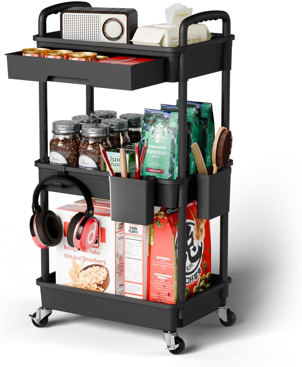 3 Tier Rolling Cart Organizer,Laundry Room Bathroom Organizers and ...