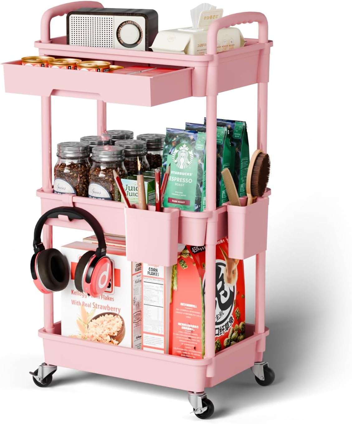 3 Tier Rolling Cart Organizer,Laundry Room Bathroom Organizers and ...