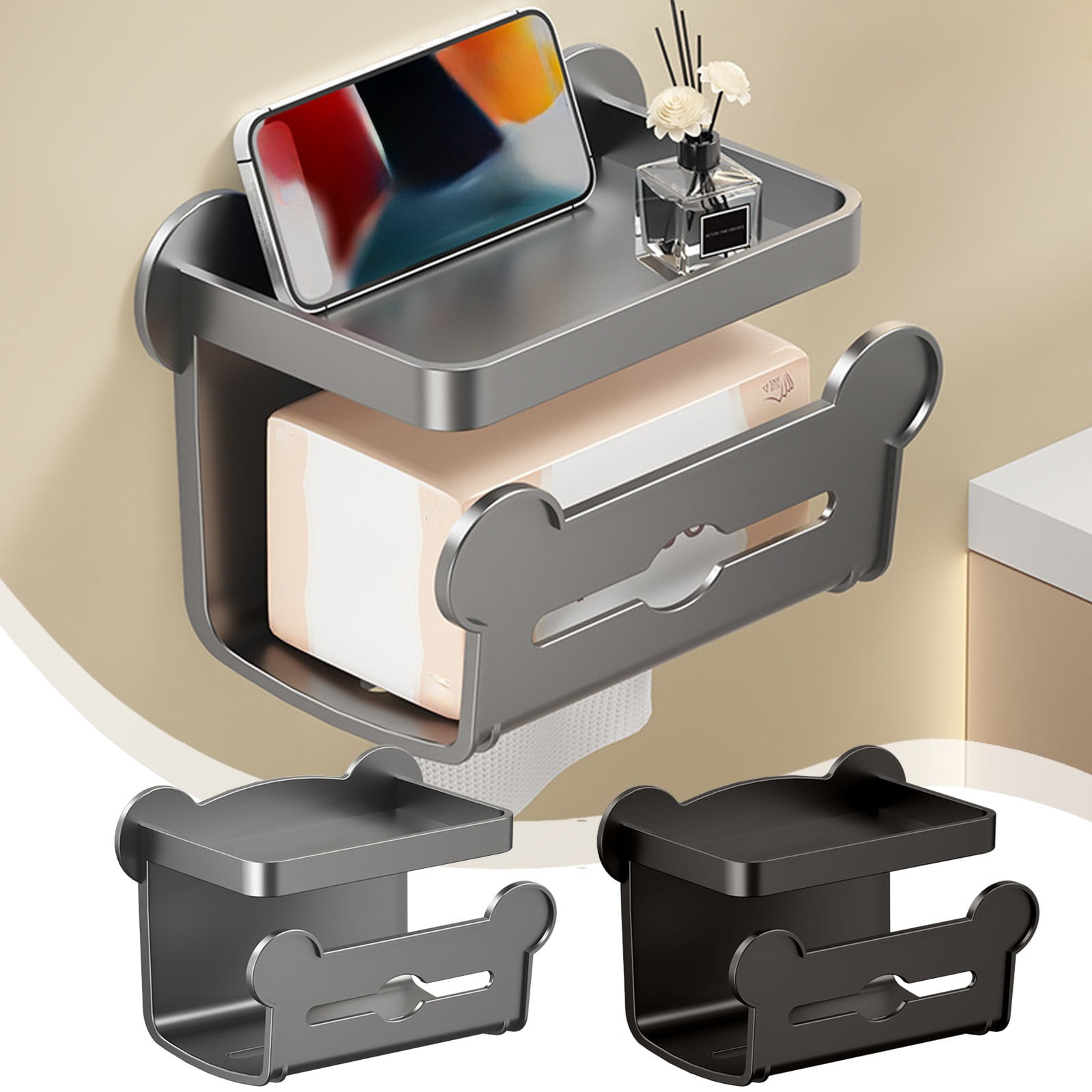 3 Tier Rolling Cart, Tier Shelf, Wall Mounted Bathroom Storage Rack ...