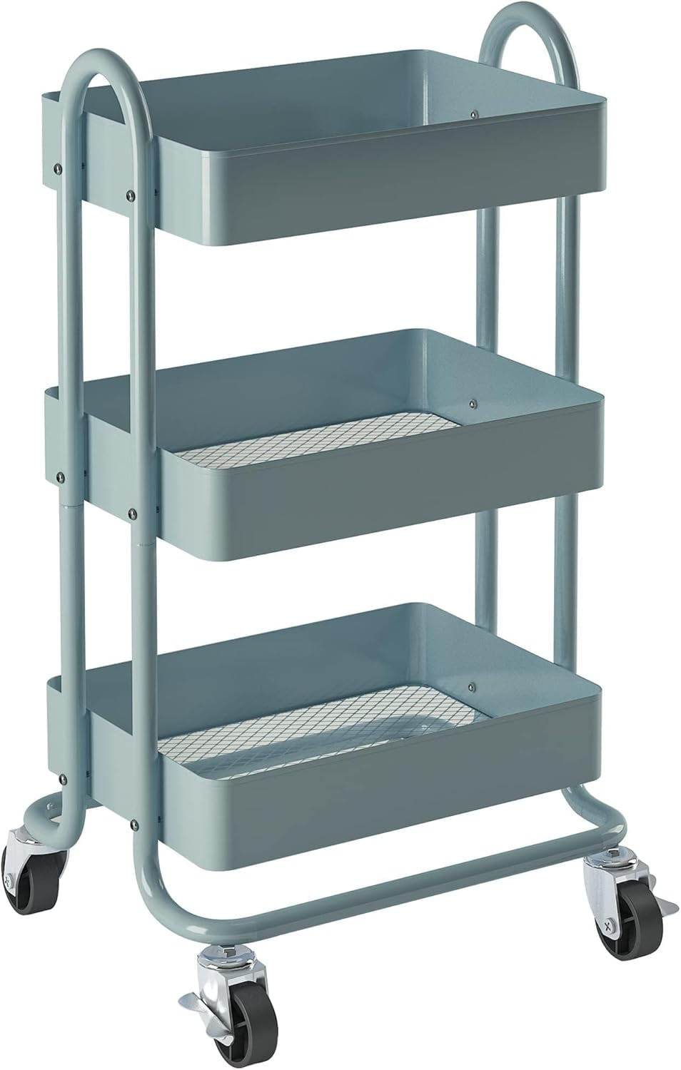 3-Tier Rolling Cart with Wheels, Kitchen Storage Carts or Metal Rolling ...