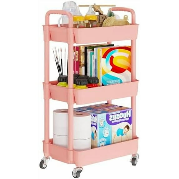 3-Tier Rolling Cart with Wheels,Multifunction Utility Storage Carts ...