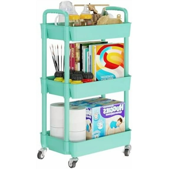 3-Tier Rolling Cart with Wheels,Multifunction Utility Storage carts ...