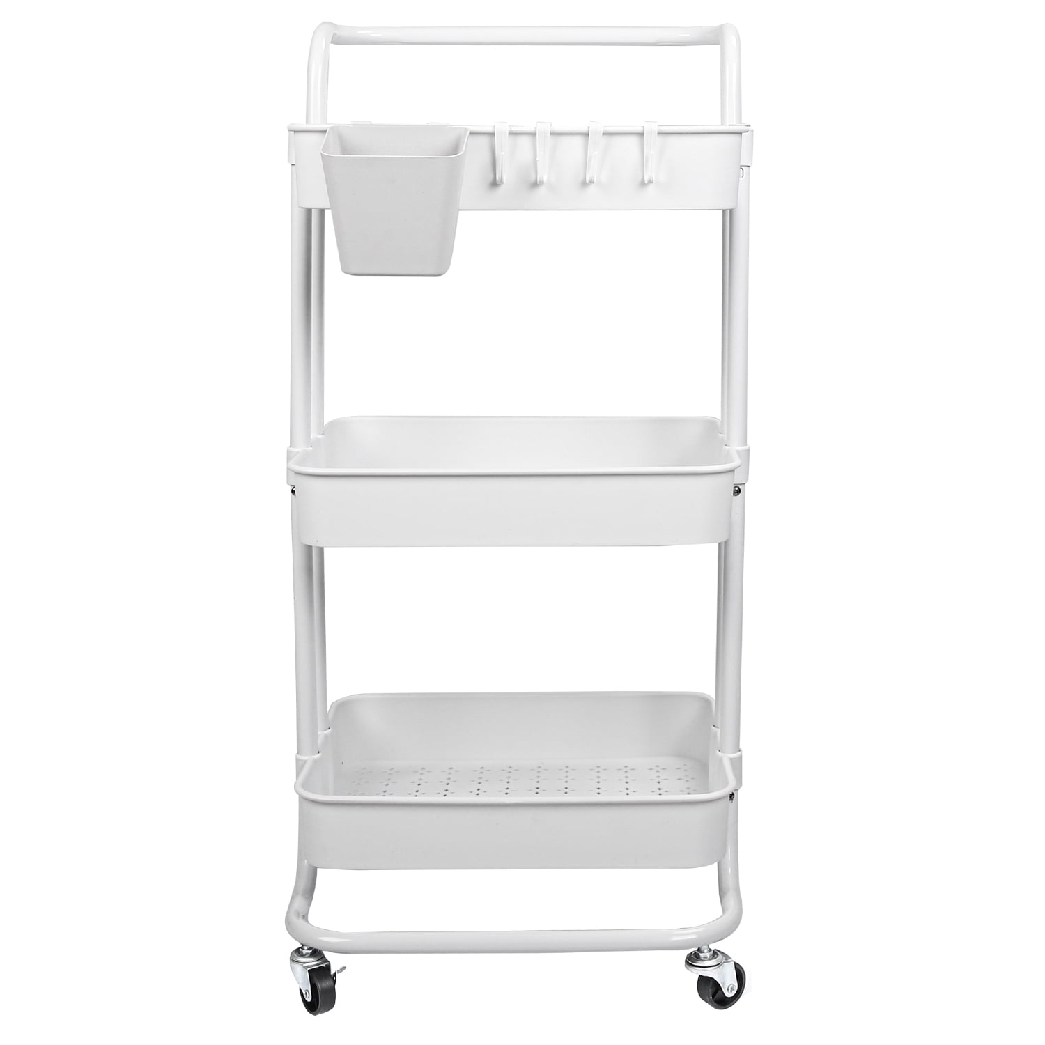 3 Tier Rolling Cart with Wheels TeqHome Utility Storage Cart with Mesh ...