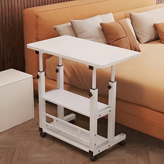 3-Tier Rolling Folding Metal Desk, Height Adjustable Expandable ...