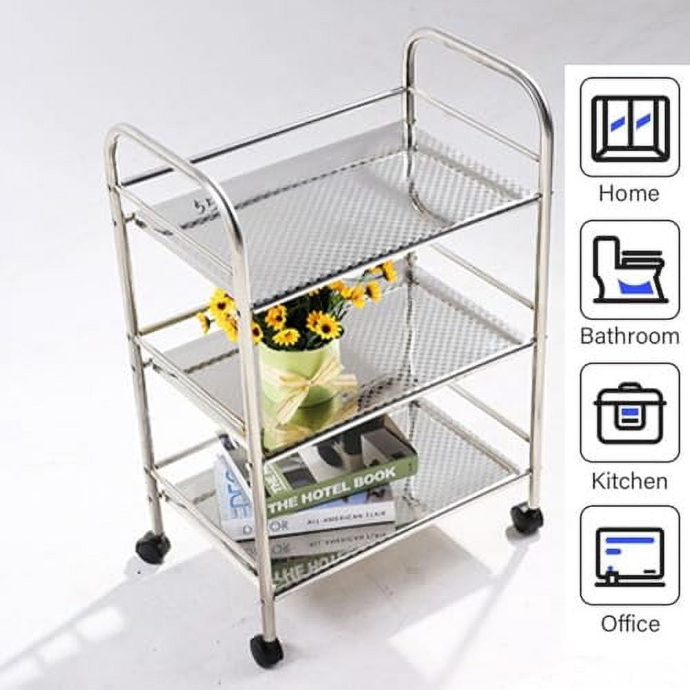 3-Tier Rolling Kitchen Cart, Rolling Microwave Cart, Industrial Bar ...
