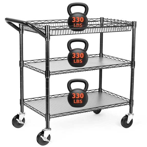 3 Tier Rolling Kitchen Carts on Wheels with Storage,650Lbs Heavy Duty ...