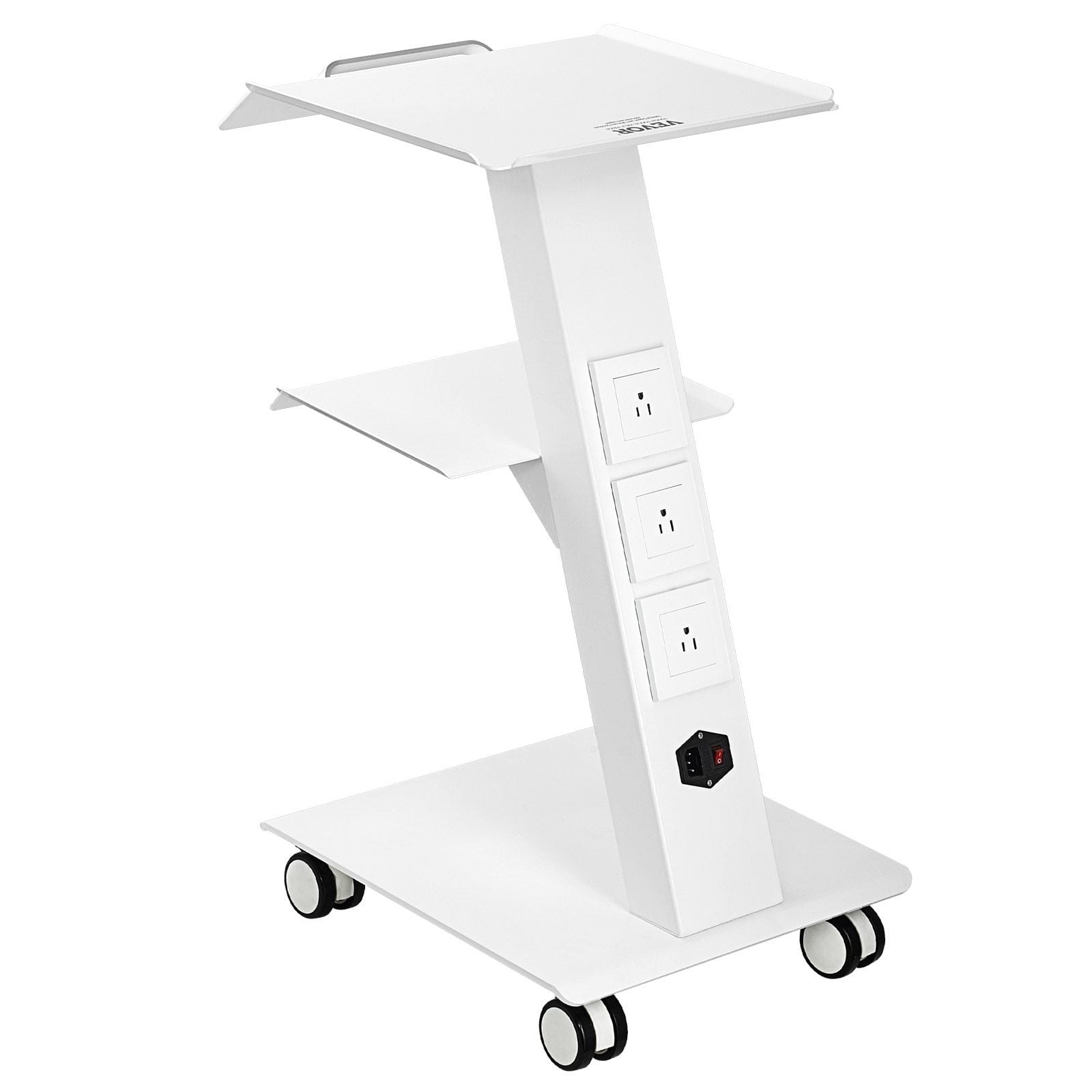 3-Tier Rolling Lab Cart - 220LB Capacity Mobile Utility Trolley w/Built ...