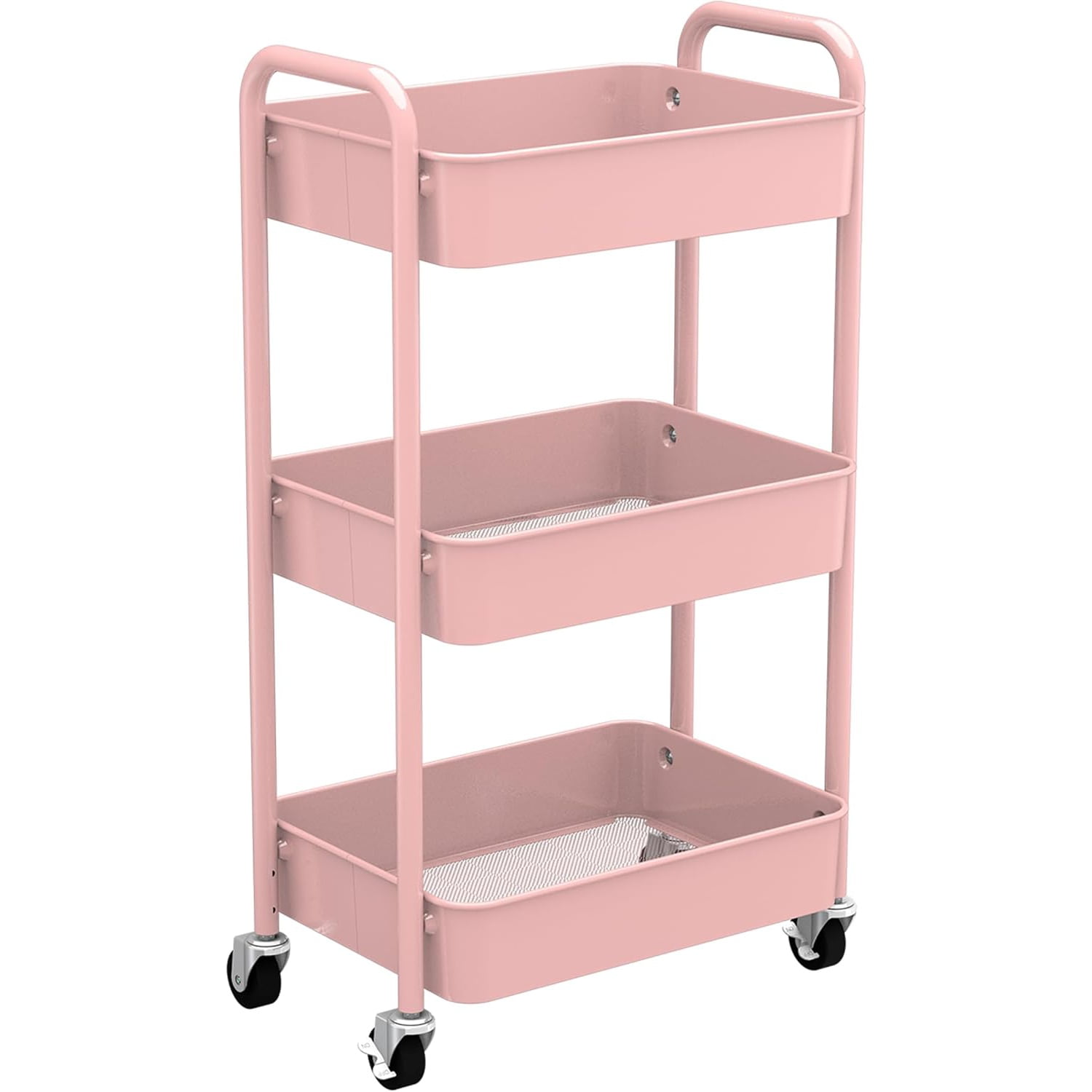3-Tier Rolling Metal Storage Organizer - Mobile Utility Cart with ...