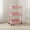 3-Tier Rolling Metal Storage Organizer - Mobile Utility Cart with ...