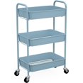 3-Tier Rolling Metal Storage Organizer - Mobile Utility Cart with ...