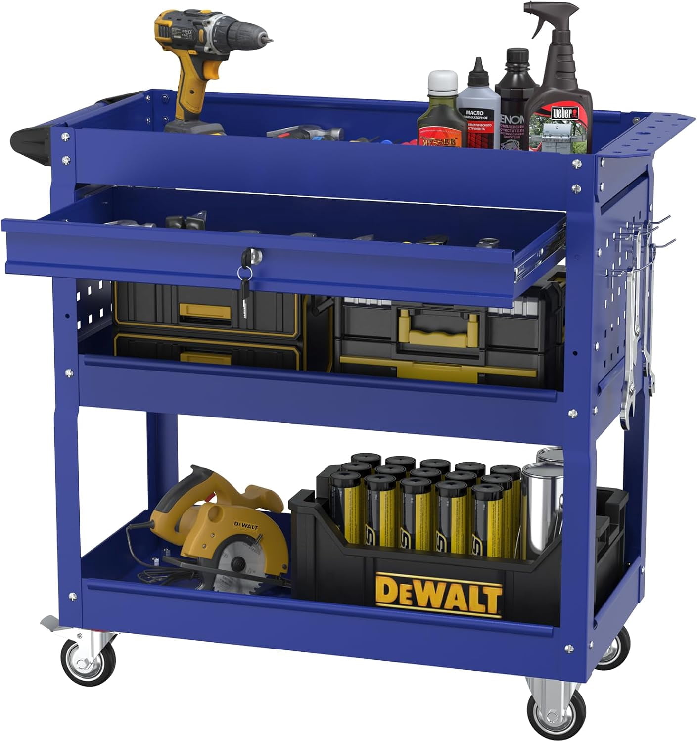 3 Tier Rolling Storage Cart, Heavy Duty Utility Industrial Service Cart ...
