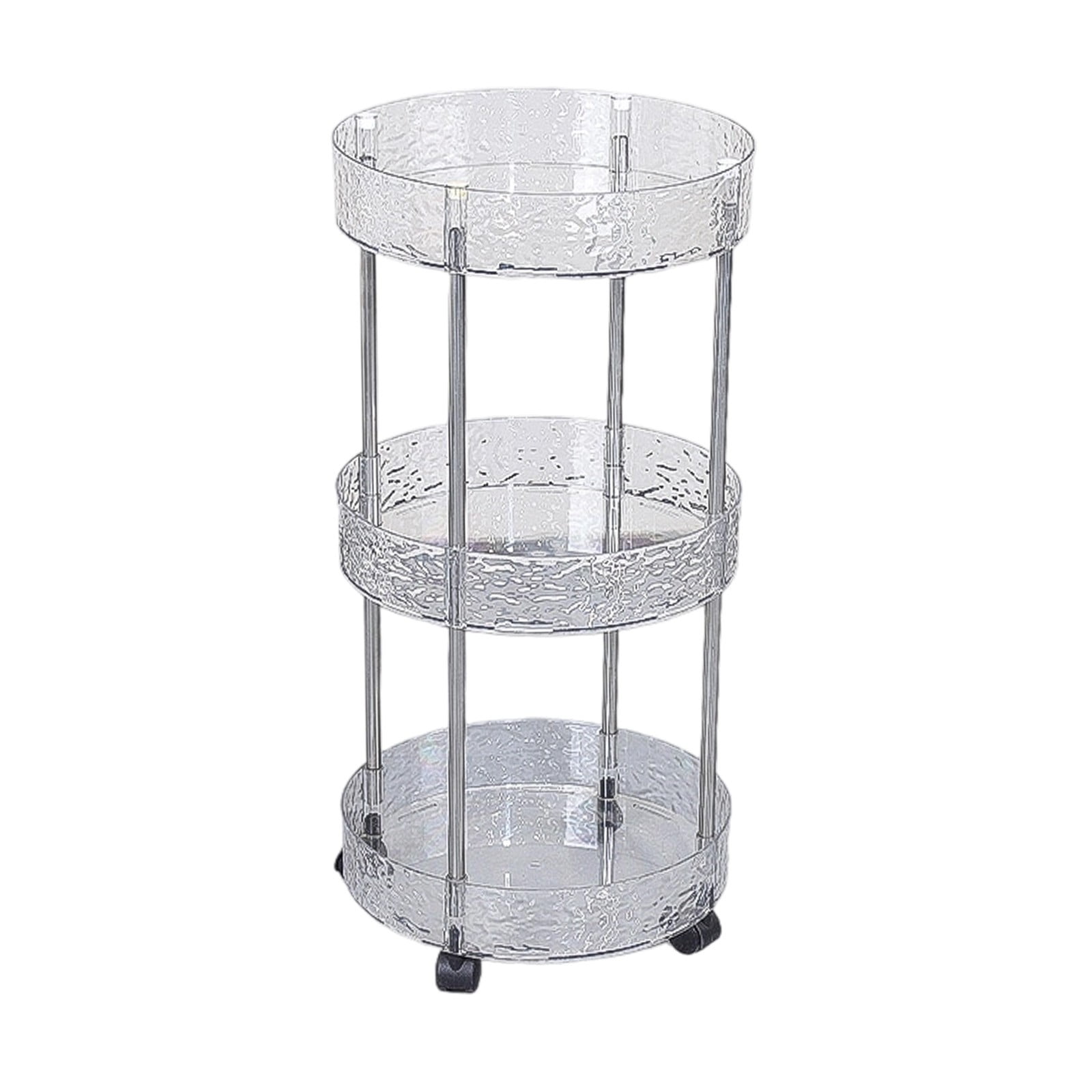 3-Tier Rolling Storage Cart Transparent Plastic Shelf with Wheels for ...