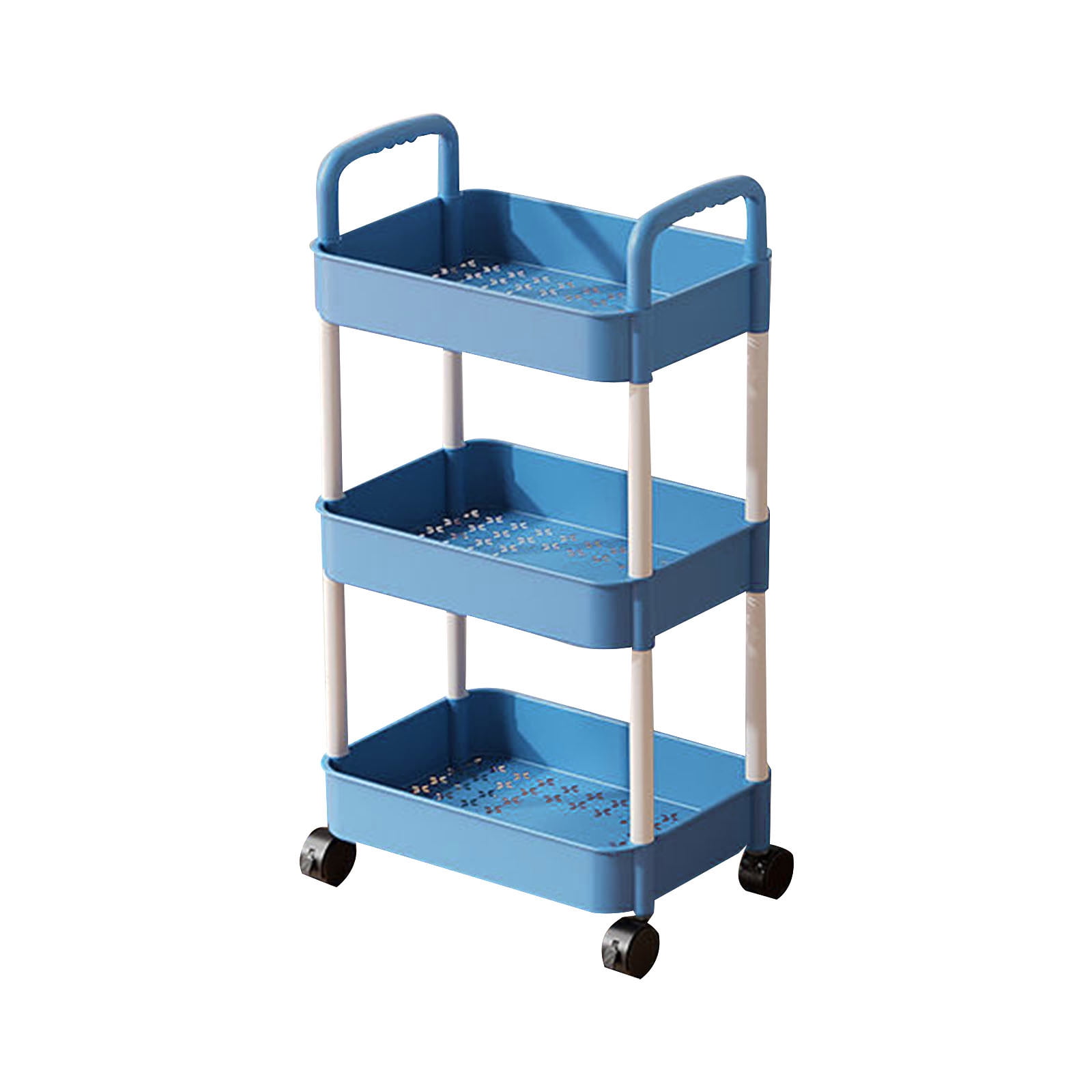 3-Tier Rolling Storage Cart With Wheels- Plastic Multi-Room Organizer ...