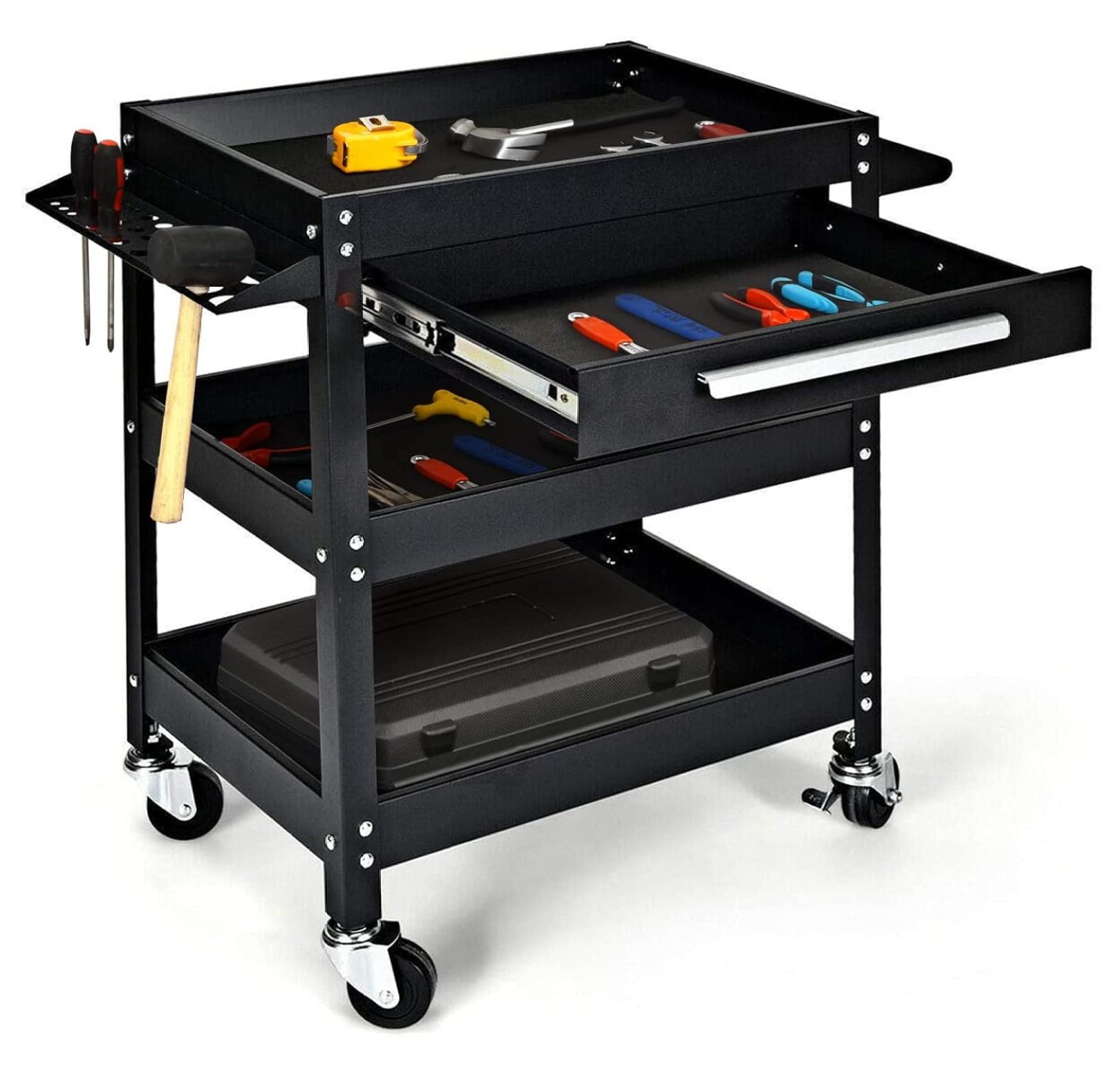 3 Tier Rolling Tool Cart, 330 LBS Tool Cart on Wheels for Mechanics ...
