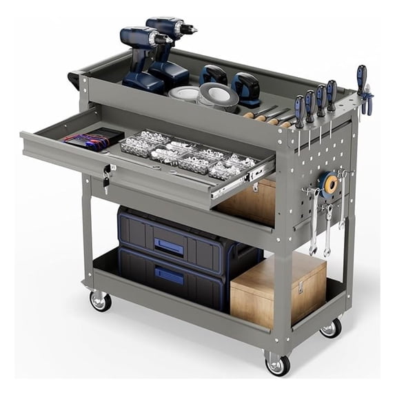 3 Tier Rolling Tool Cart, LBS Capacity Tool Carts on Wheels，Heavy Duty ...