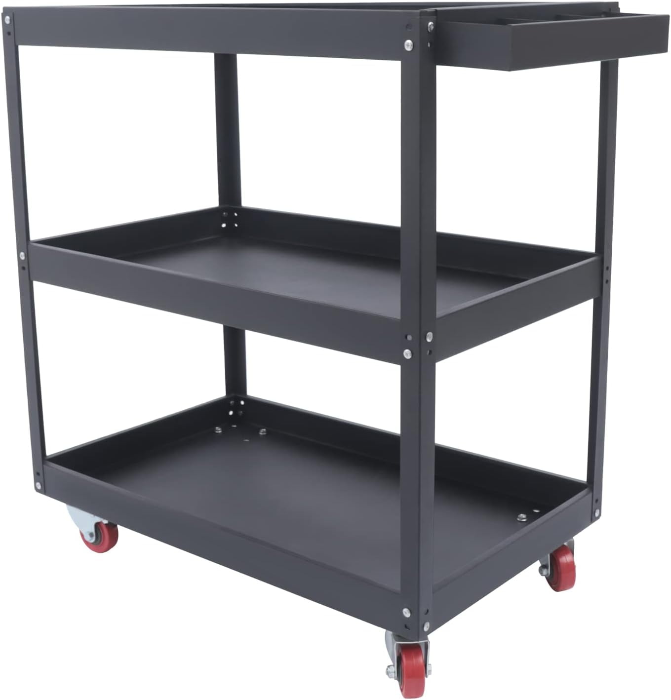 3 Tier Rolling Tool Cart with Lockable Wheels Mechanic Service Cart on Wheels Heavy Duty Steel ...