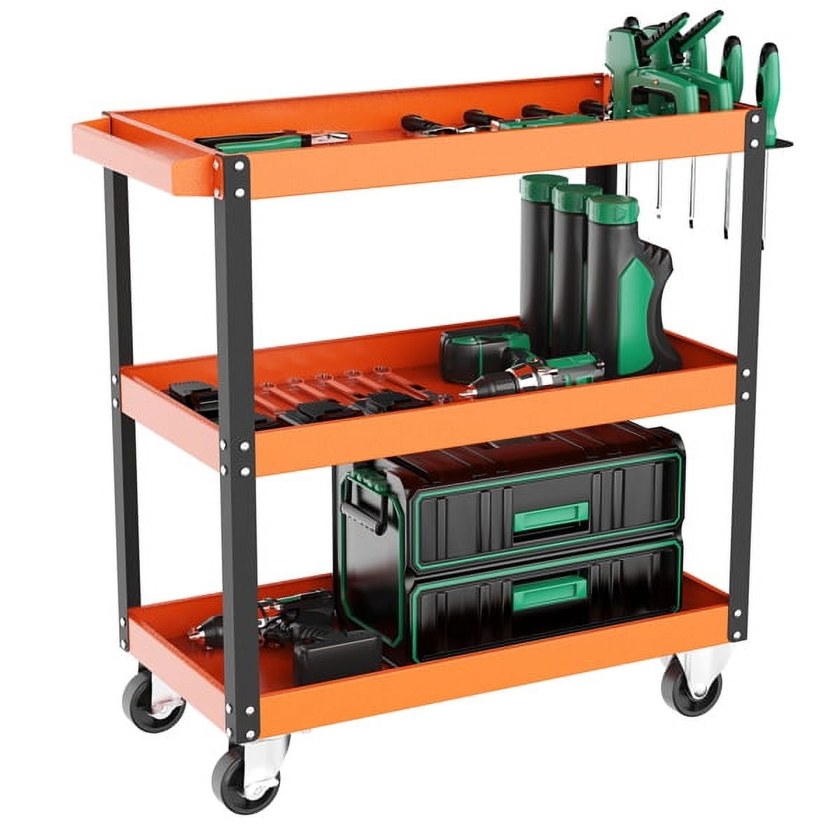 3-Tier Rolling Tool Cart, Mechanic Tool Cart with Side Pegboard kit and ...
