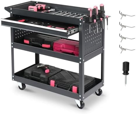 3 Tier Rolling Tool Cart,Metal Heavy Duty Utility Cart,High Capacity ...