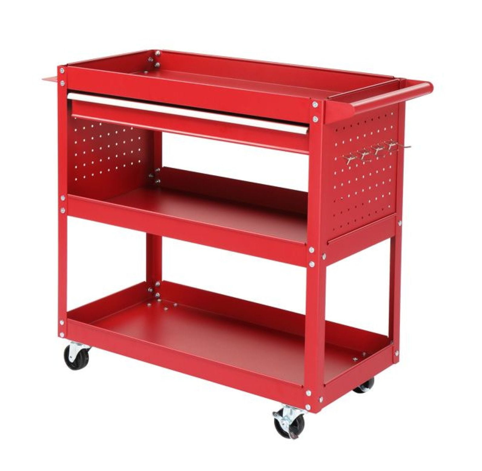 3-Tier Rolling Tool Cart, Metal Heavy Duty Utility Cart on Wheels with ...