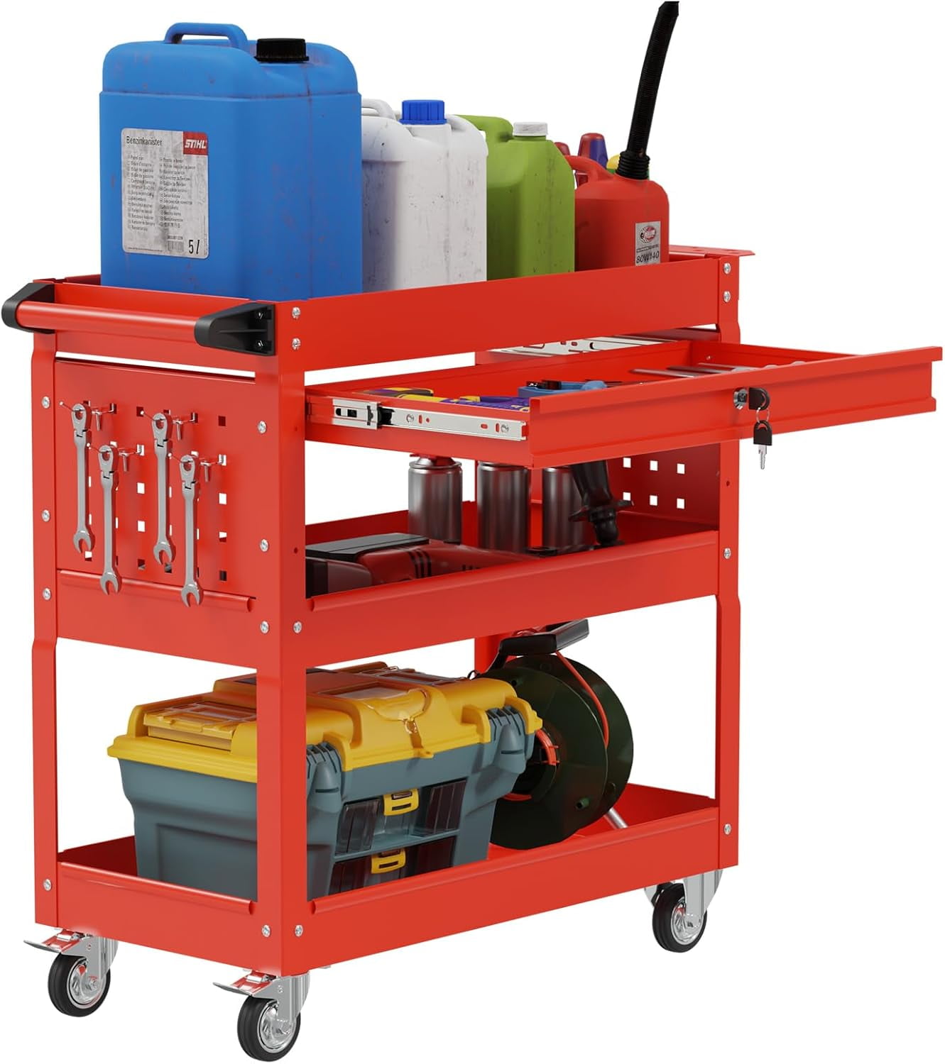 3 Tier Rolling Tool Cart On Wheels, Heavy-Duty Utility cart Service ...