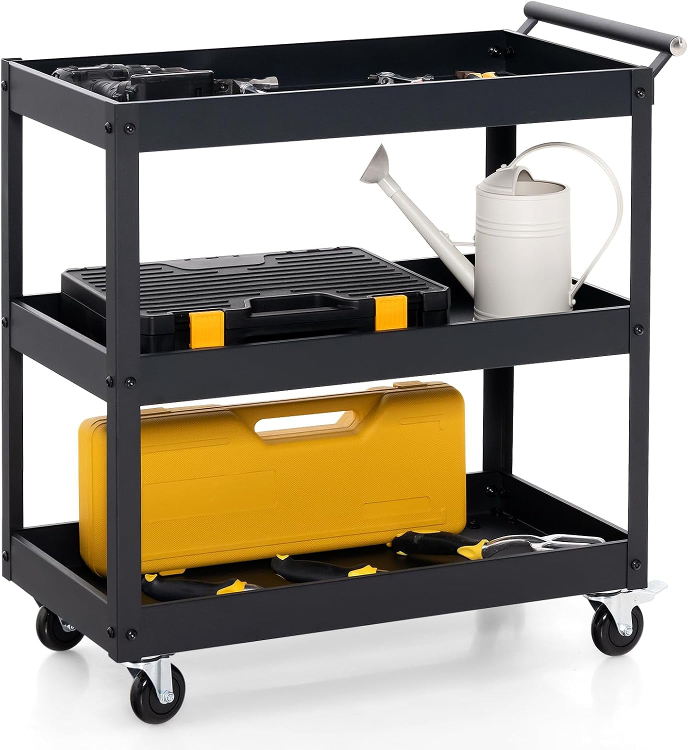 3-Tier Rolling Tool Cart, Utility Cart Mechanic Organizer Push Cart ...