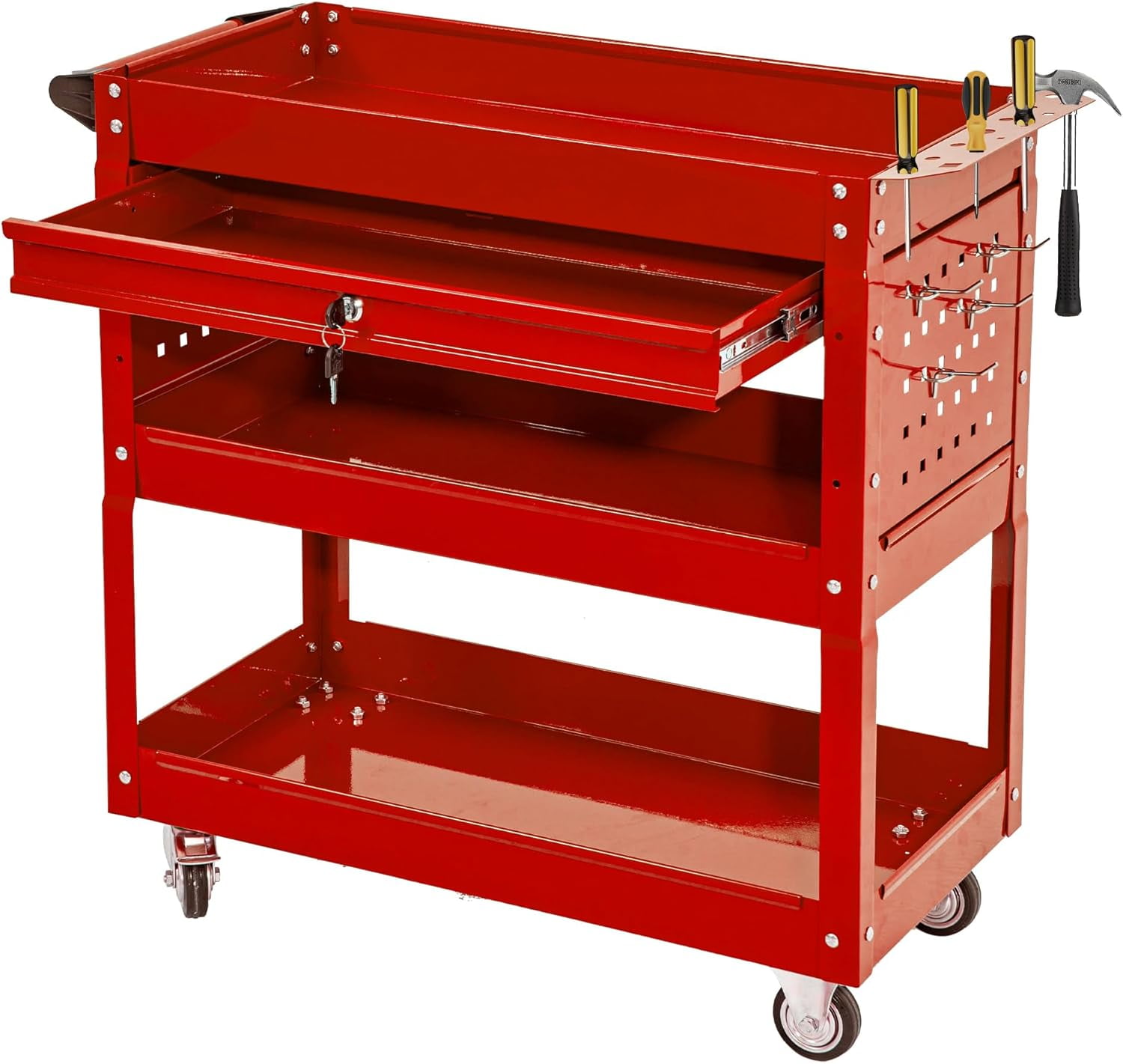 3 Tier Rolling Tool Cart with Wheels, Tool Box with Drawers Universal ...