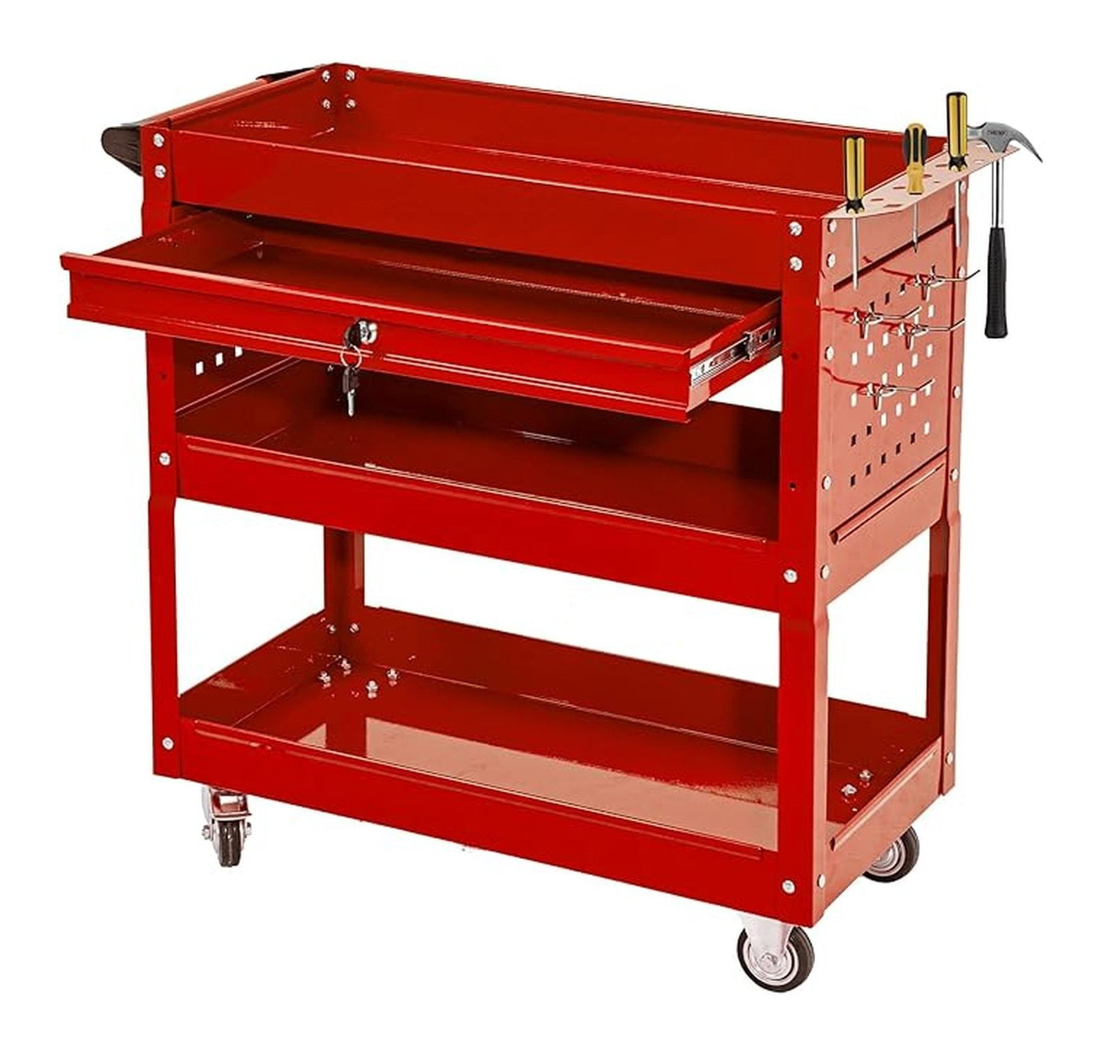 3 Tier Rolling Tool Cart with Wheels, Tool Box with Drawers Universal ...