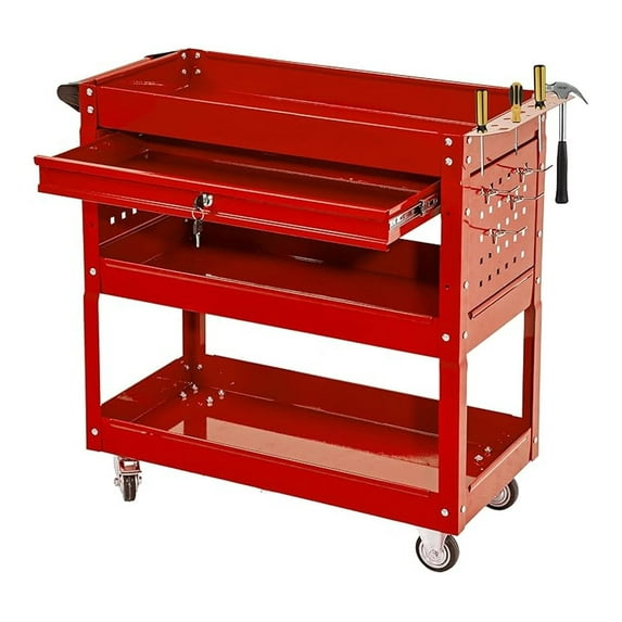 3 Tier Rolling Tool Cart with Wheels, Tool Box with Drawers Universal ...