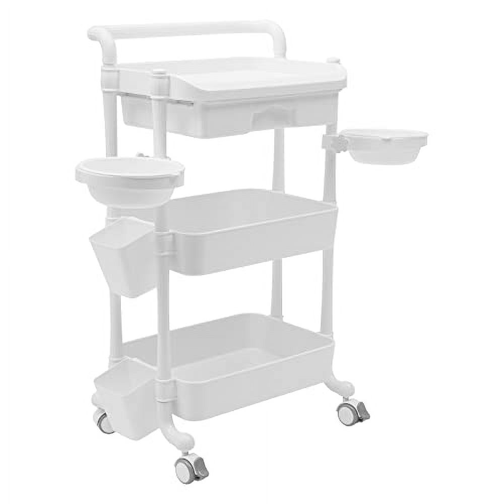 3 Tier Rolling Trolley Cart Bea-uty Salon Trolley with Dirt Buckets ...