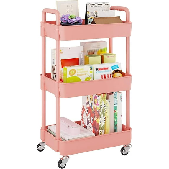 3-Tier Rolling Utility Cart with 12 Category Labels,Multifunctional ...