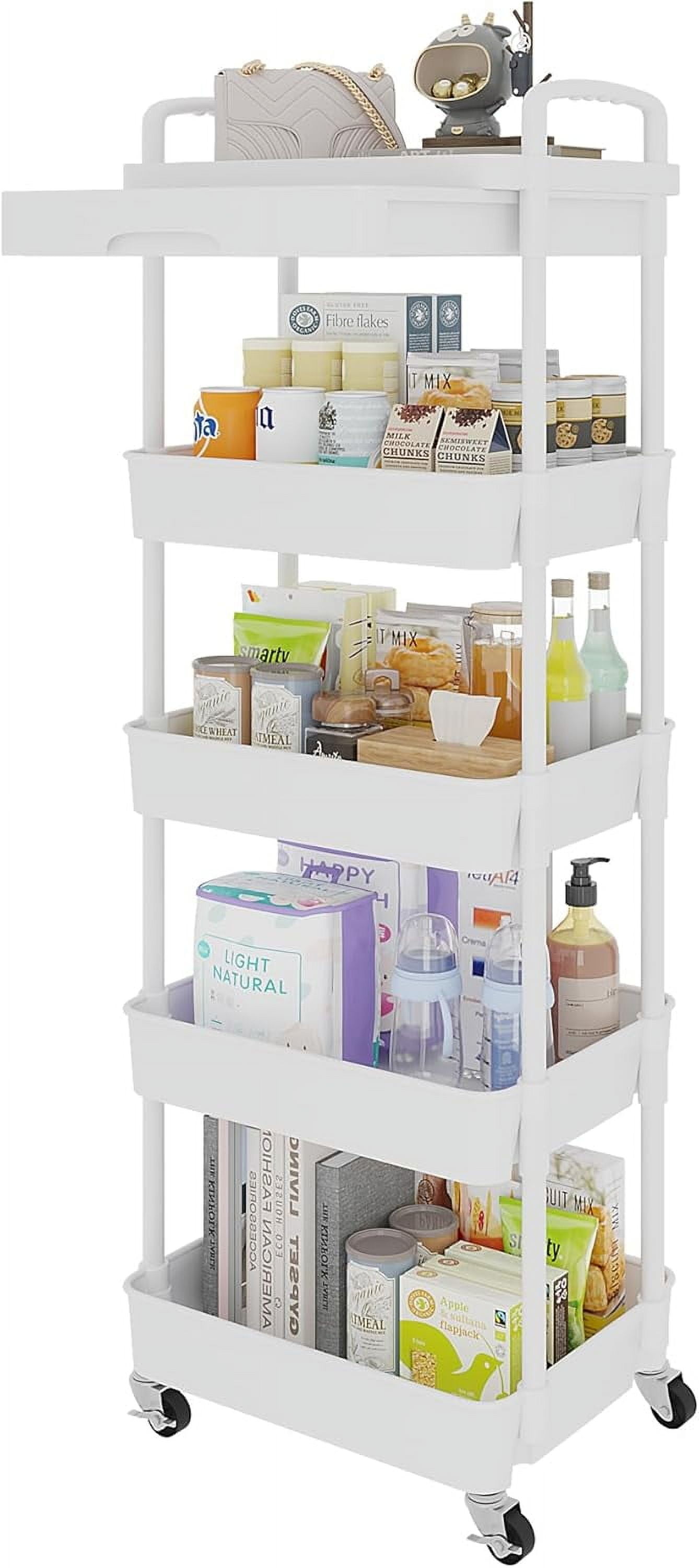 3-Tier Rolling Utility Cart with Drawer,Multifunctional Storage ...