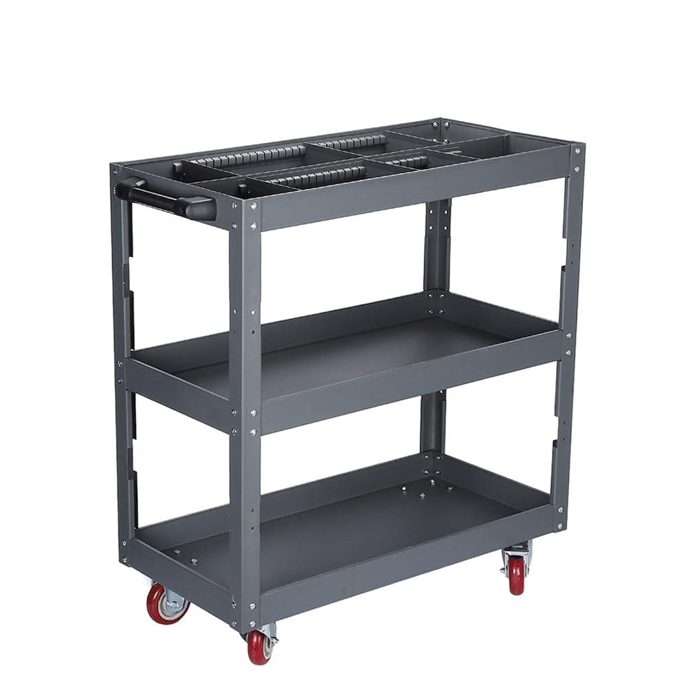 3-Tier Rolling Utility Cart,Heavy Duty Service Cart Holds 330 lbs ...
