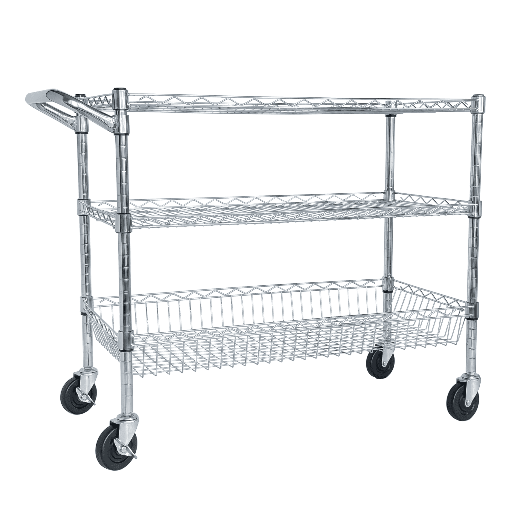 3 Tier Rolling Utility Cart, Heavy Duty Storage Carts with 4 Wheels and ...