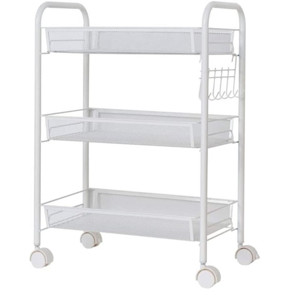 3 Tier Rolling Utility Cart, Kitchen Storage Trolley on Lockable Wheels ...