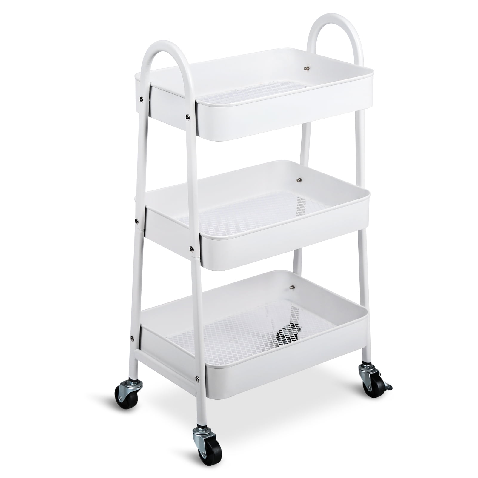3 Tier Rolling Utility Cart Kitchen Trolley Rolling Storage Cart with ...