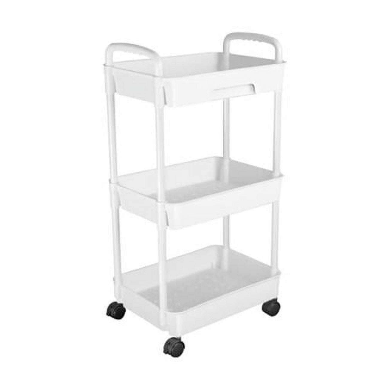 3 Tier Rolling Utility Cart Movable Storage Organizer with Drawer ...