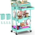 3 Tier Rolling Utility Cart Organizer with Removable Drawer, Stable and ...