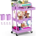 3 Tier Rolling Utility Cart Organizer with Removable Drawer, Stable and ...