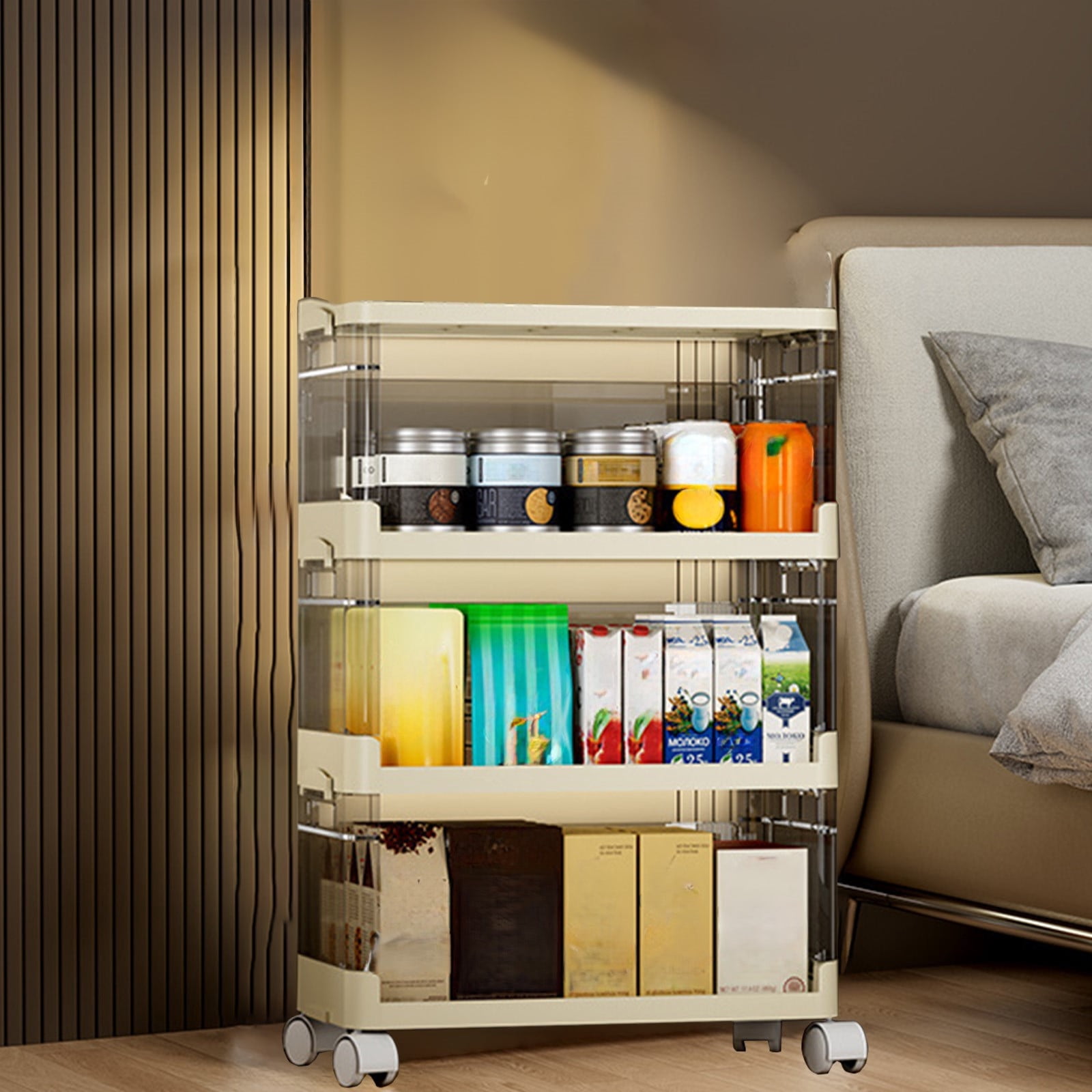 3 Tier Rolling Utility Cart Organizer with Removable Drawer, Rolling ...