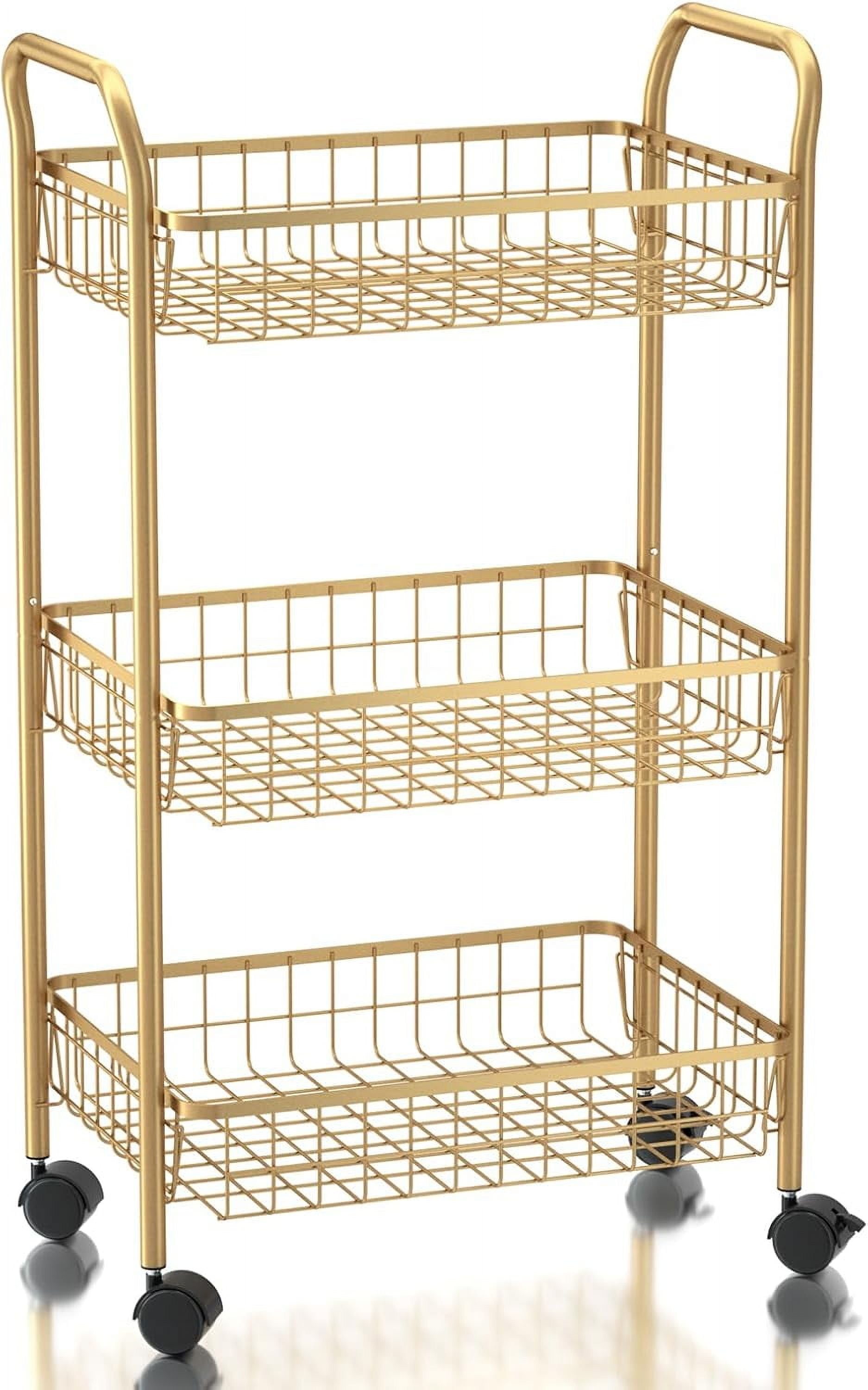 3 Tier Rolling Utility Cart, Storage Trolley Service Cart with Wheels ...