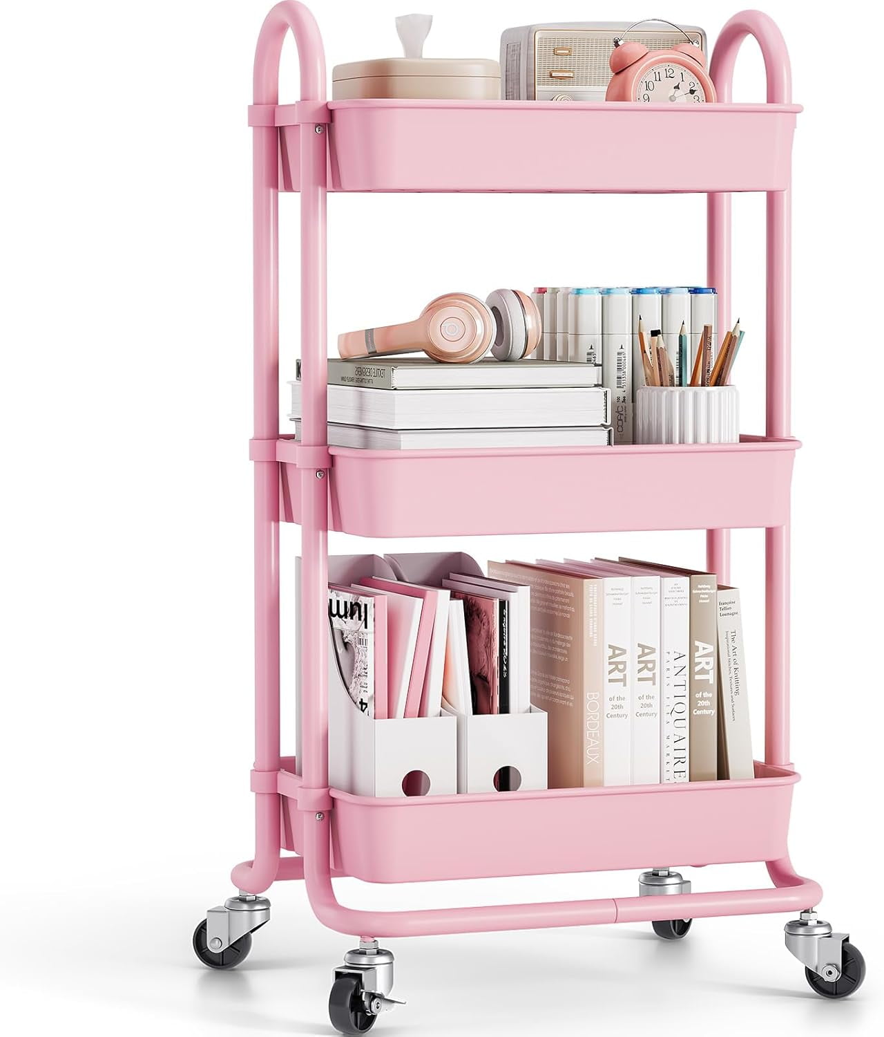 3-Tier Rolling Utility Cart, Utility Cart with Wheels – Portable ...