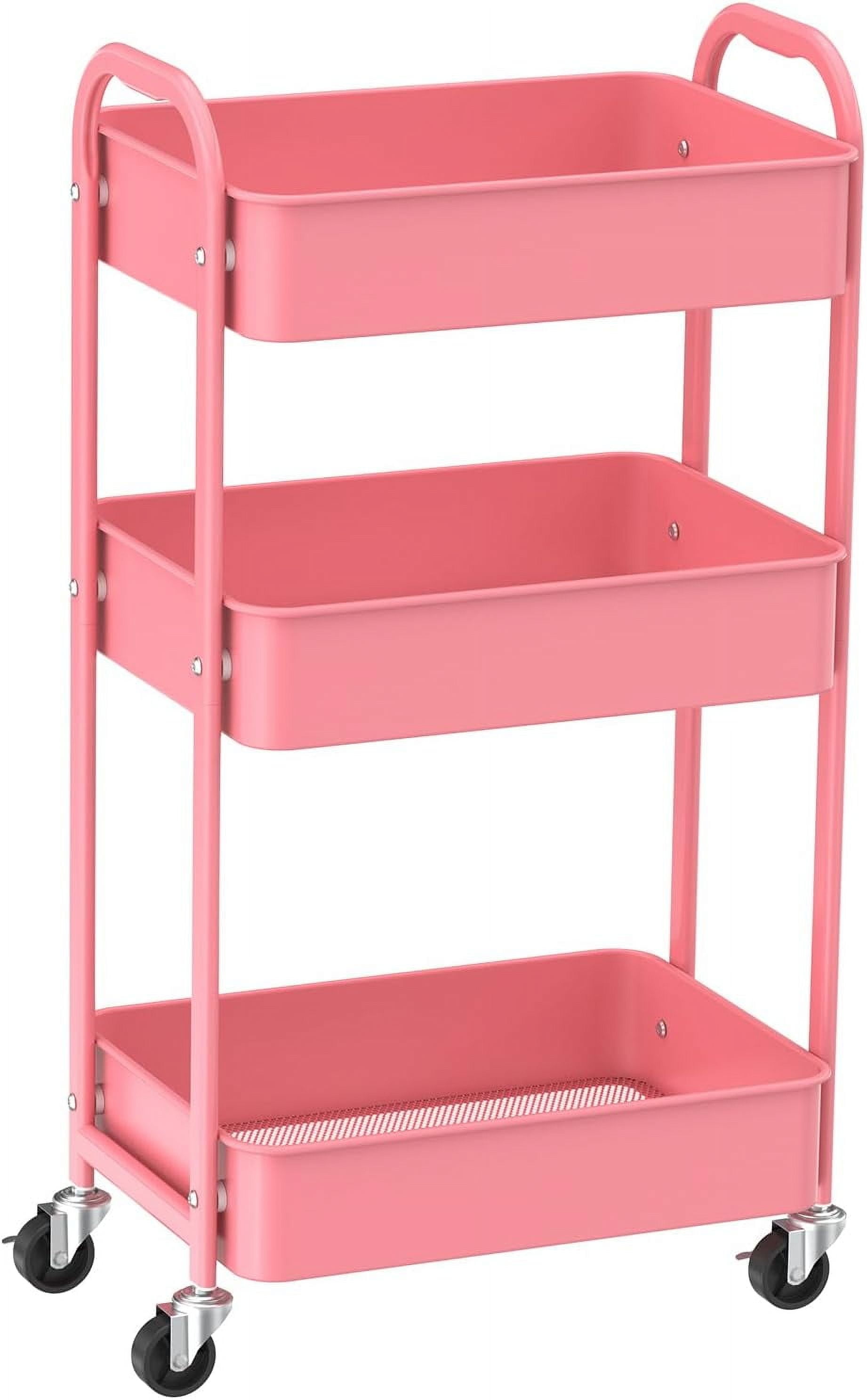 DXYKOPA Slim 3-Tier Rolling Utility Cart Narrow Metal Bathroom Storage ...