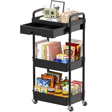 Lilixerw 2 Tier Rolling Cart with Wheels,Lightweight Rolling Storage ...
