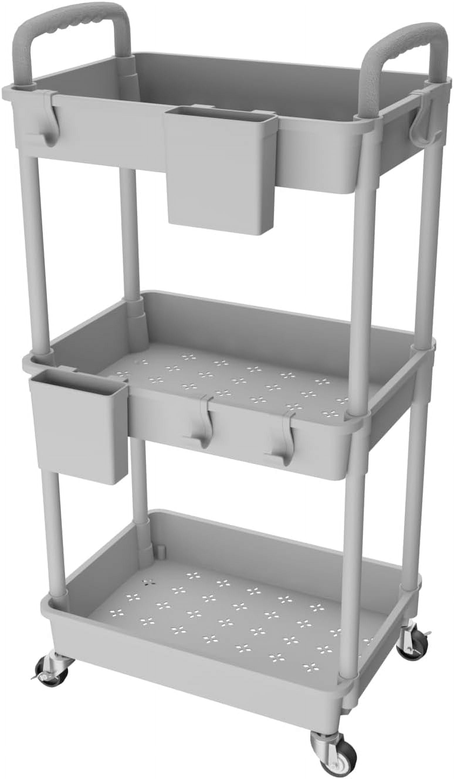 3 Tier Rolling Utility Cart with Handle, Utility Cart Made of ...