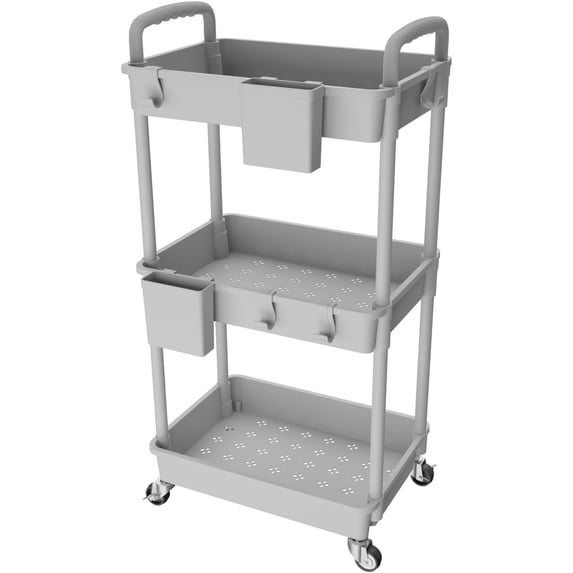 3 Tier Rolling Utility Cart with Handle, Utility Cart Made of ...