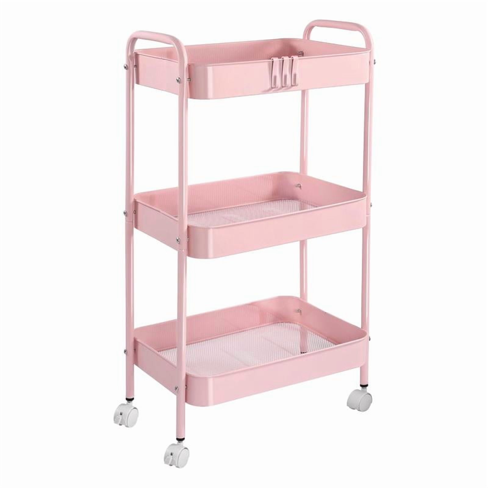 3-Tier Rolling Utility Cart with Wheels, Space-Saving Storage Organizer ...