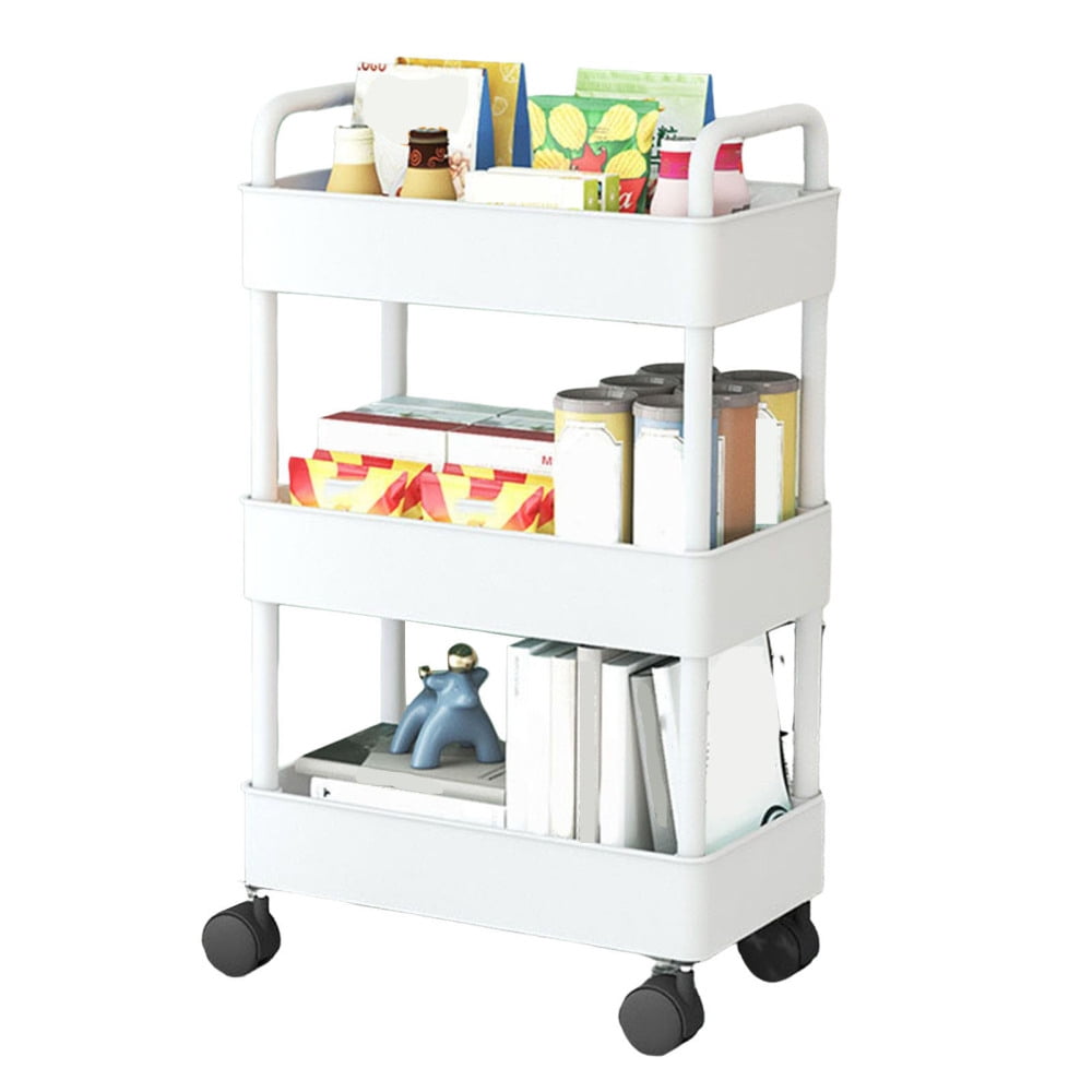 3-Tier Rolling Utility Storage Rack Cart Durable Multi-Purpose ...