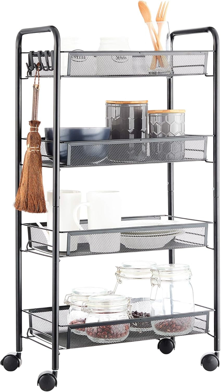 3-Tier Rolling Utility Storage Rack Cart on Wheels, Trolley Craft cart ...