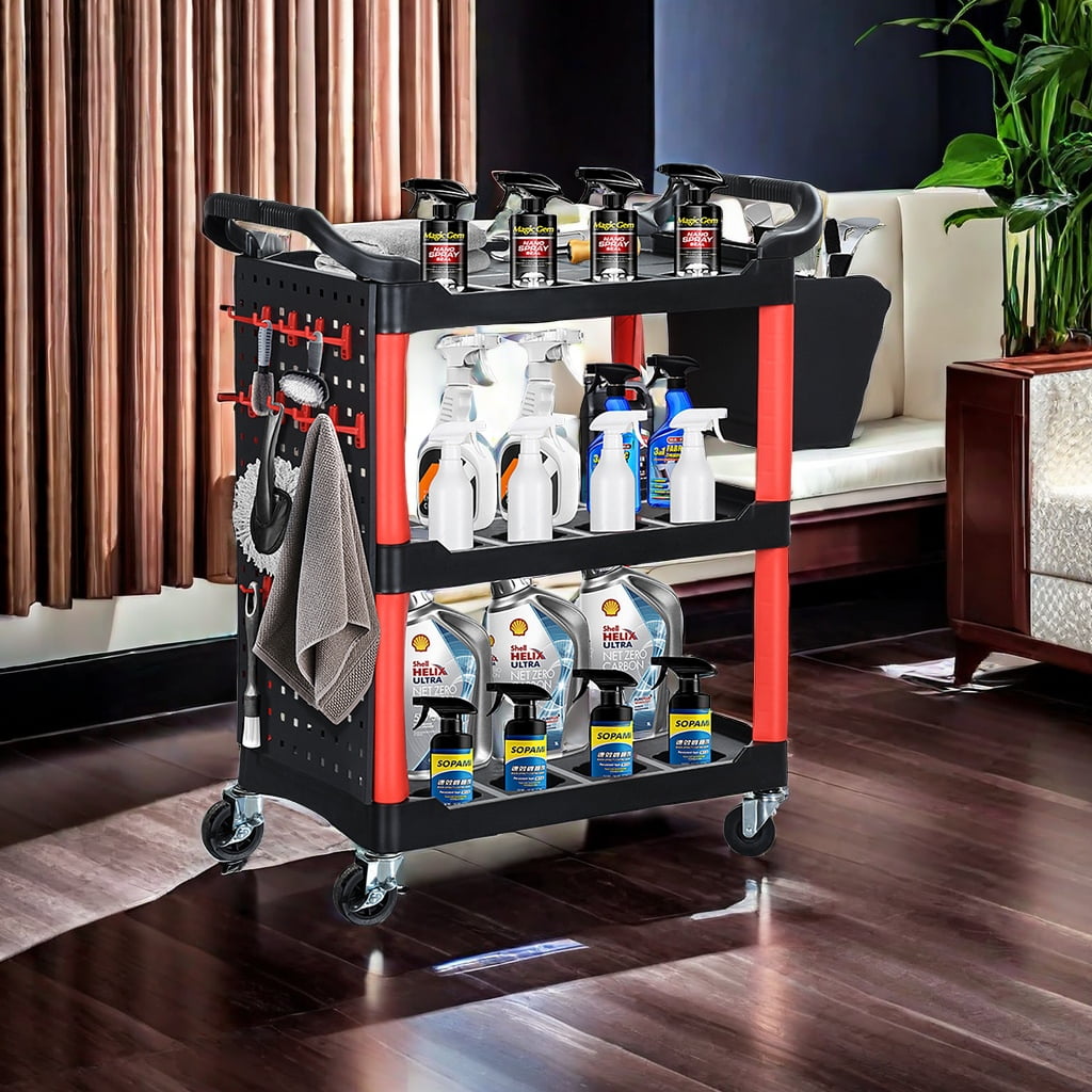 3 Tier Rolling Utility Tool Cart, 38" Workshop Service Cart, 297 lbs ...
