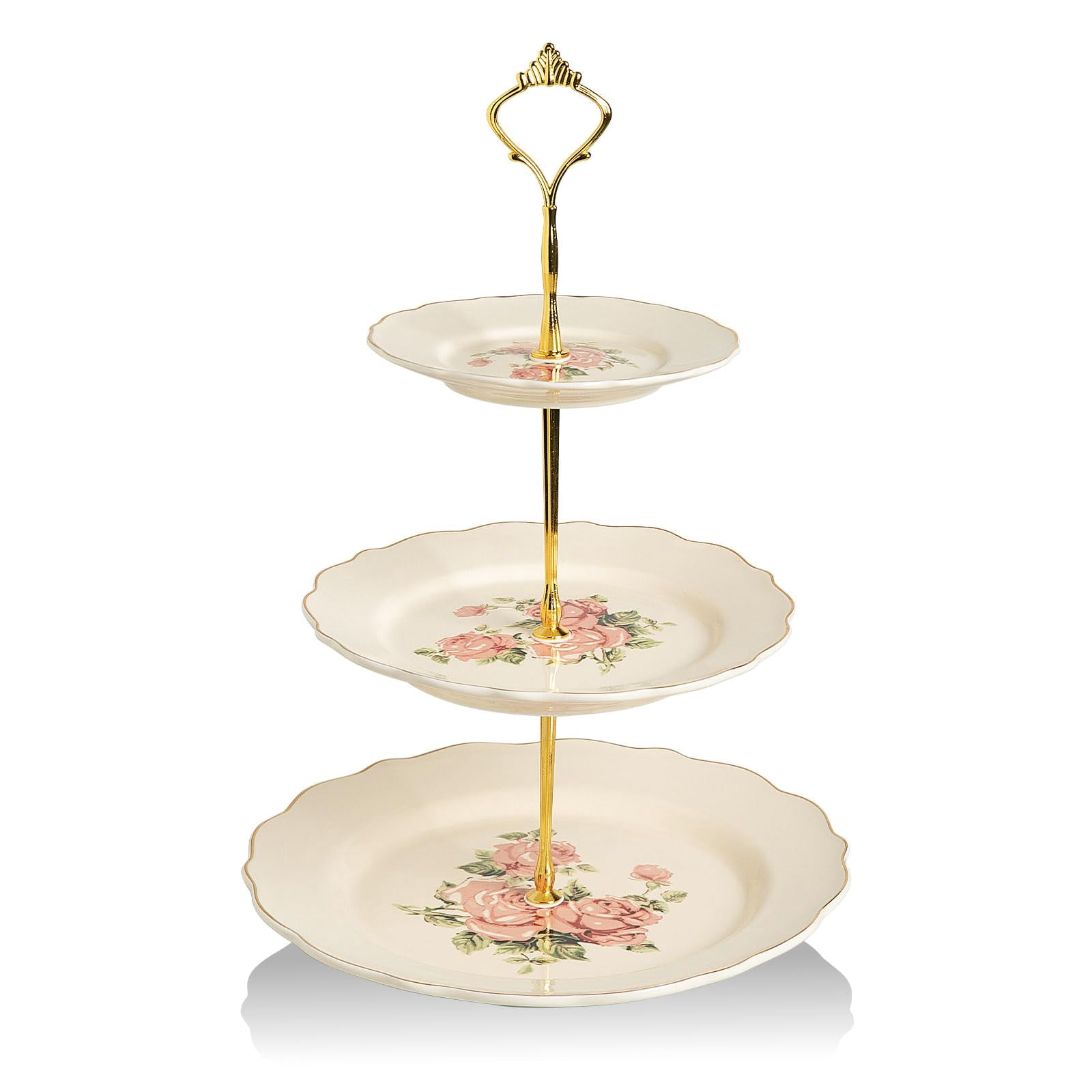 3 Tier Rose Ceramic Cake Stand for Wedding and Tea Party Dessert ...